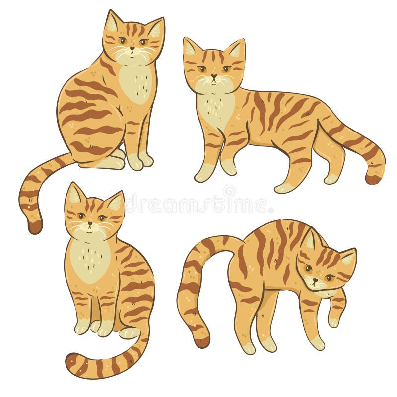 Set of Sand Dune Cats Isolated on White Background. Vector Graphics ...