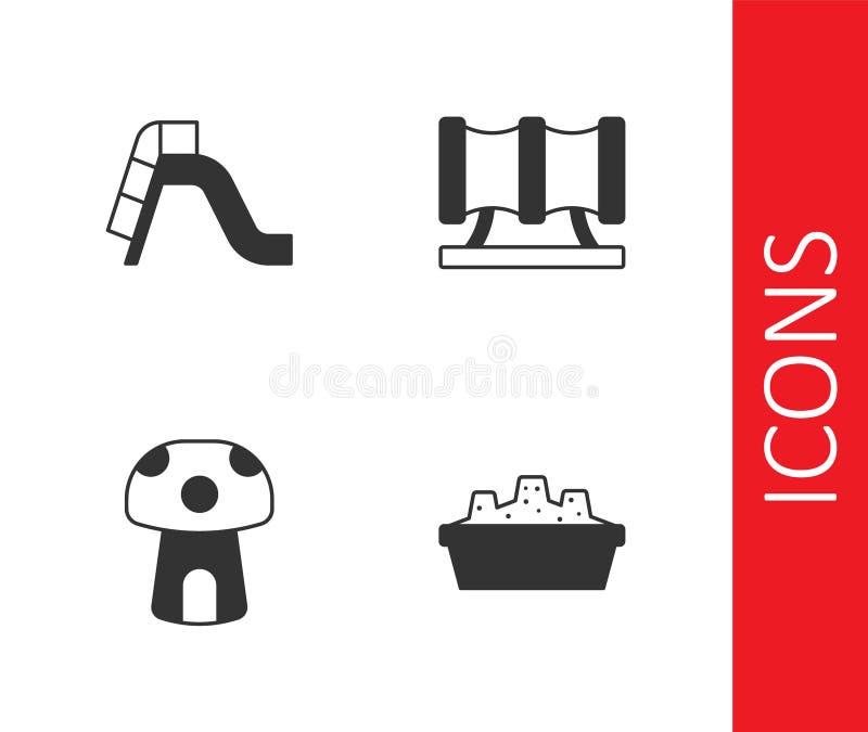 Set Sandbox with Sand, Slide Playground, Mushroom House and Kid Slide ...