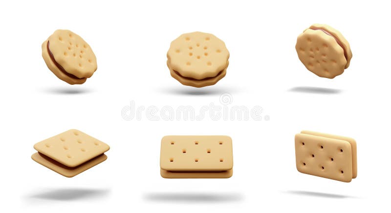 Set of Sandwich Cookies. Round and Rectangular Cookies with Filling ...