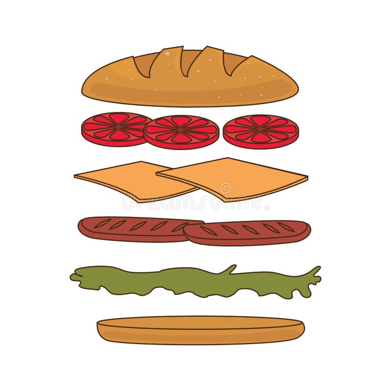 Set Sandwich Ingredients Icon Stock Vector - Illustration of sandwich ...