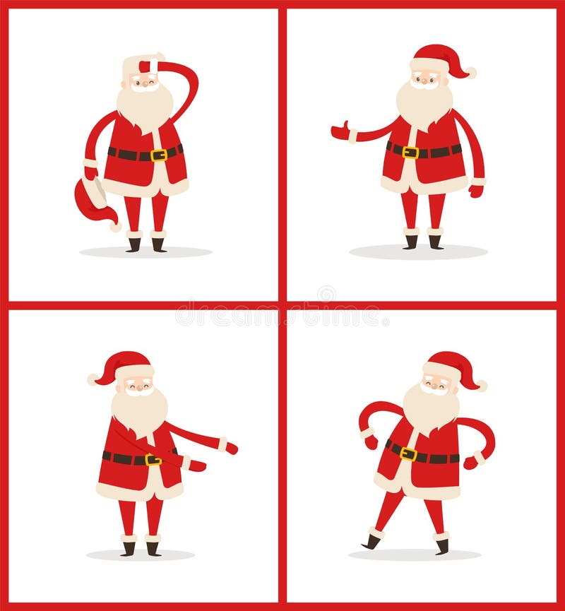 Set of Santa Clauses in Different Pose Vector Icon Stock Vector ...