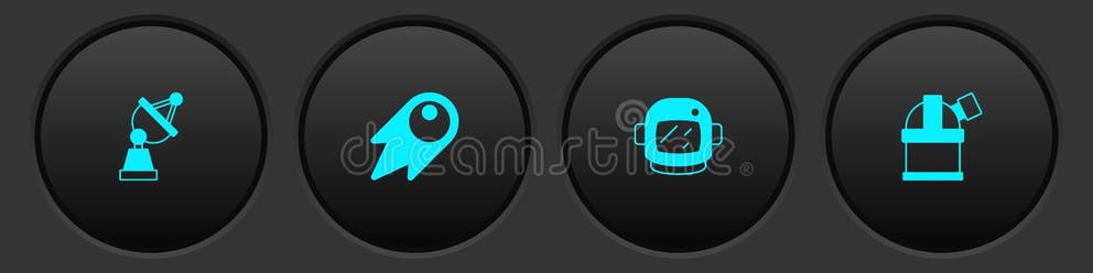 Set Satellite Dish, Comet Falling Down Fast, Astronaut Helmet and ...