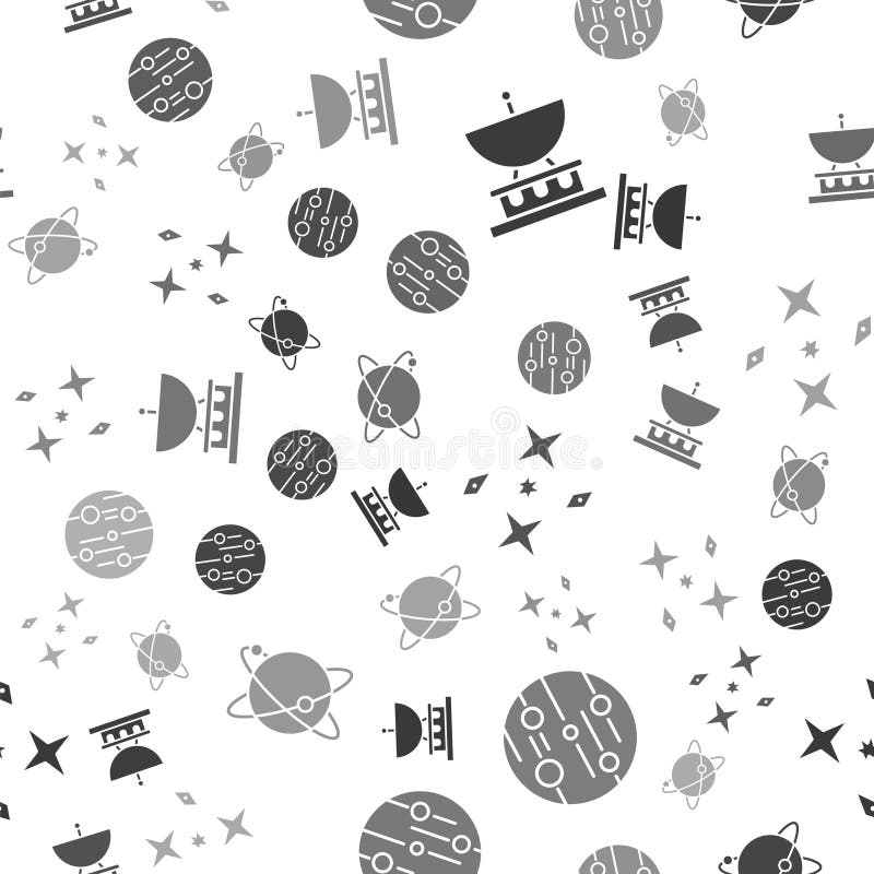 Set Satellite Dish, Planet Mars, Falling Stars and Satellites Orbiting ...