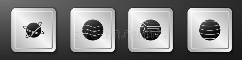Set Satellites Orbiting the Planet, Planet, and Venus Icon. Silver ...