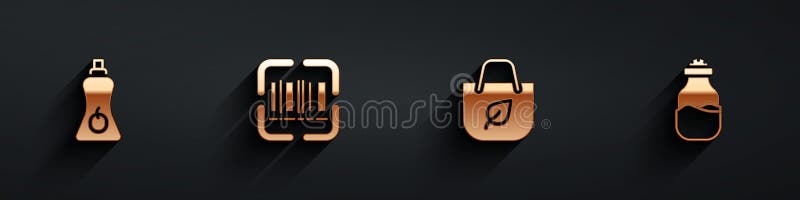 Set Sauce Bottle, Scanner Scanning Bar Code, Shopping Bag with Recycle ...