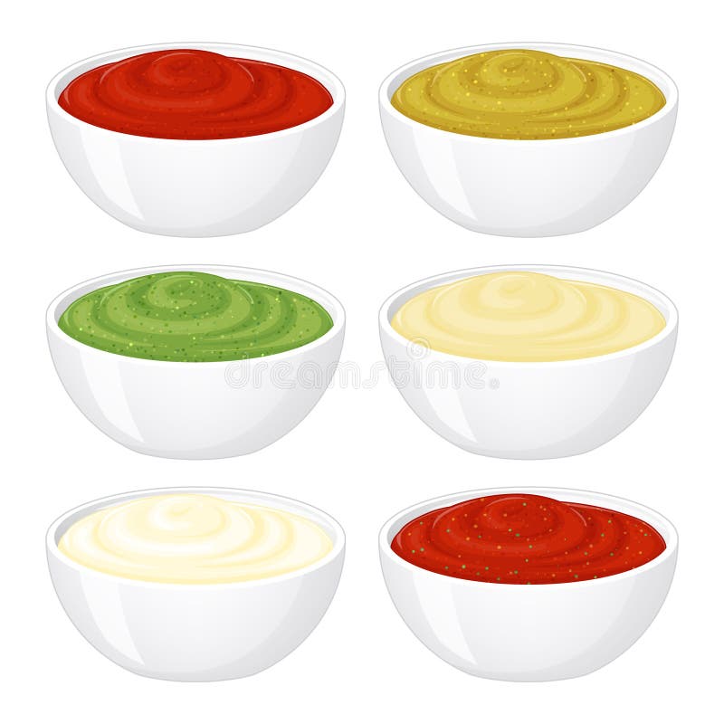 Set of Sauces on White Background. Cartoon Style Stock Vector ...