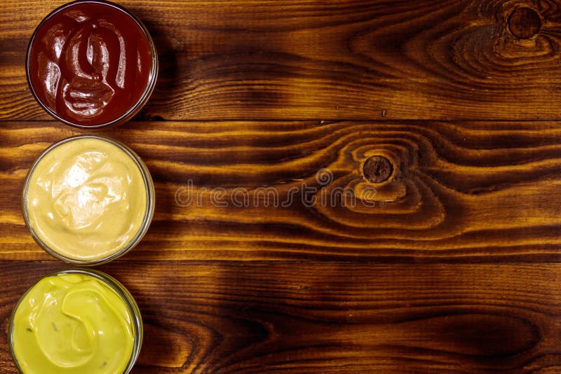 Set of Sauces on Wooden Table Stock Photo - Image of organic, food ...