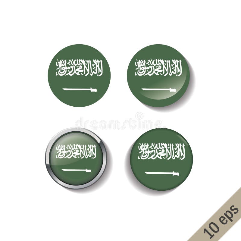 Set of SAUDI ARABIA Flags Round Badges Stock Illustration ...
