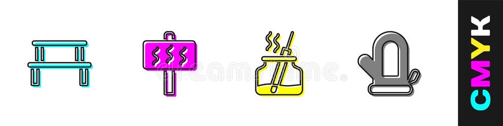 Set Sauna Wood Bench, Aroma Diffuser and Mitten Icon. Vector Stock ...