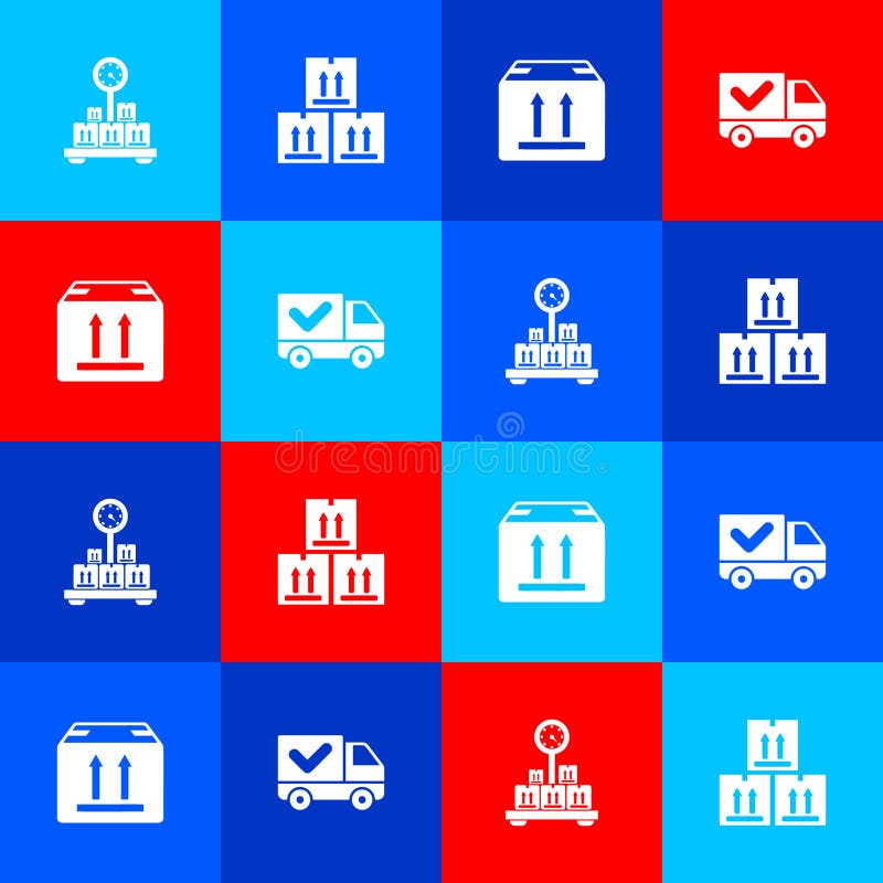 Set Scale with Cardboard Box, Cardboard Traffic, and Delivery Truck ...