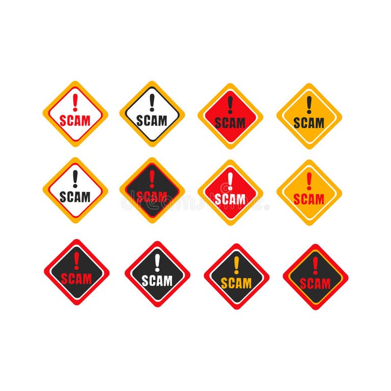 Set of Scam Alert Warning Protect Vector Stock Vector - Illustration of ...