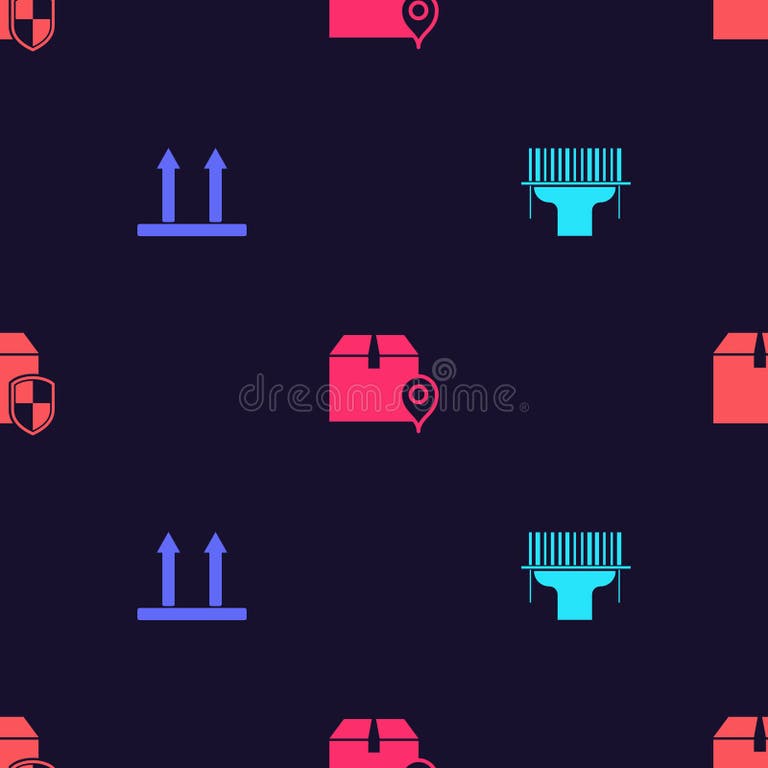 Set Scanner Scanning Bar Code, this Side Up, Location with Cardboard ...