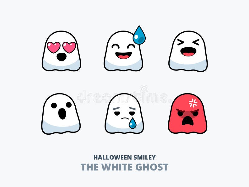 Set of Scary Cute Ghosts. Isolated Vector Illustration Stock ...