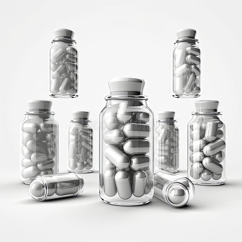 Set of Scattered Capsules on White Background , Generated by AI Stock ...