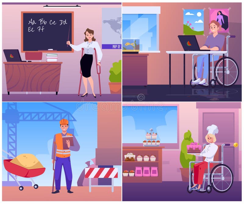 Constructor Set for Disabled Woman Creation Cartoon Style Stock Vector ...