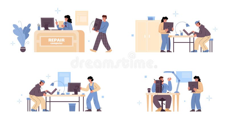 People Working, Resting and Talking at Hostel Flat Style, Vector ...