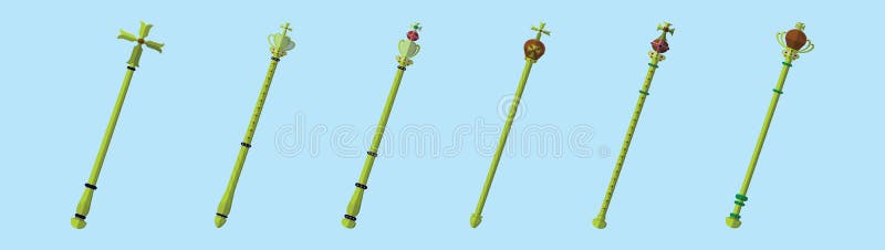 Set of Sceptre Cartoon Icon Design Template with Various Models. Vector ...