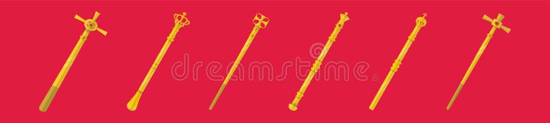 Set of Sceptre Cartoon Icon Design Template with Various Models. Vector ...