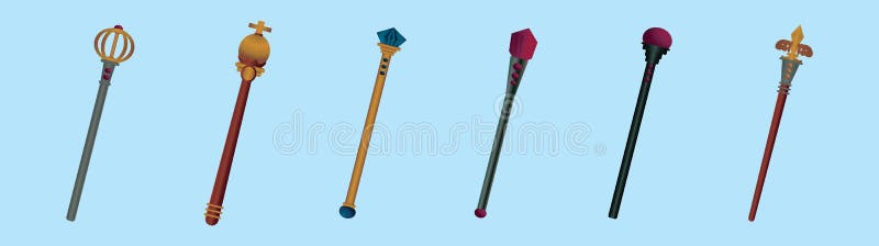 Set of Sceptre Cartoon Icon Design Template with Various Models. Vector ...