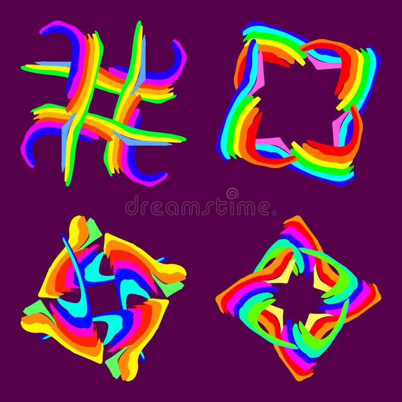 A Set of Schematic Logos from Squares and Brushes in the Rainbow Stock ...