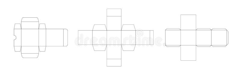 Set of 3 Schemes of Paper Packaging, Package Box Templates. Geometric ...