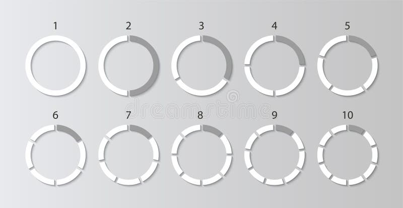 Set Schemes with Sectors. Circular Chart. Piechart with Segments and ...