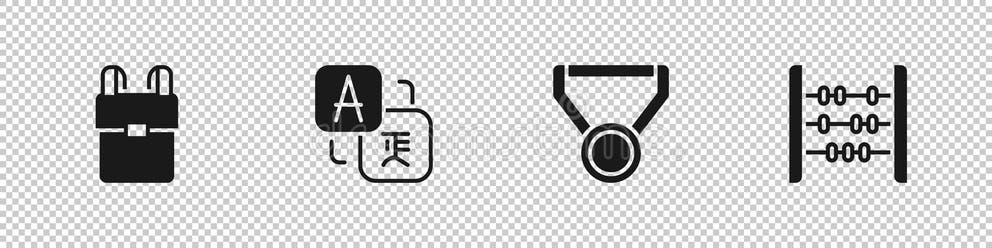 Set School Backpack, Translator, Medal and Abacus Icon. Vector Stock ...