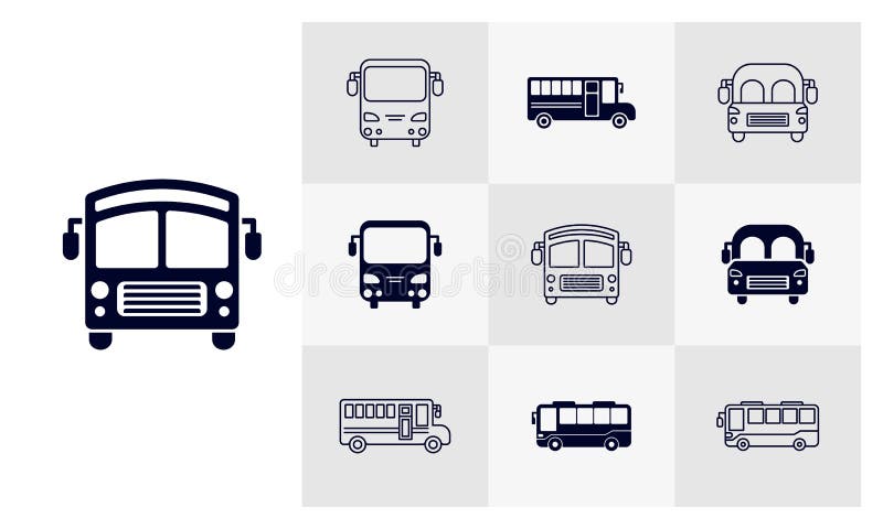 Set of School Bus Icon Logo Vector Template, Education Icon Concepts ...