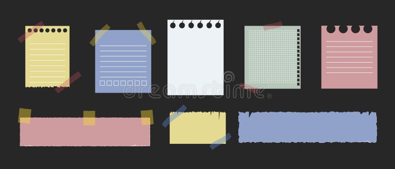 Set of School Children S Torn Notes, Scrapbook Paper Sheets in a Square ...