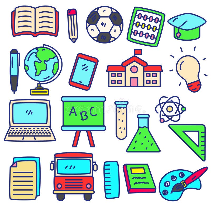 Mathematics Doodle Vector Illustration with Black Line Design Stock ...