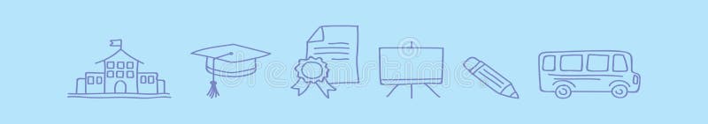 Set of School and Education Cartoon Icon Design Template with Various ...