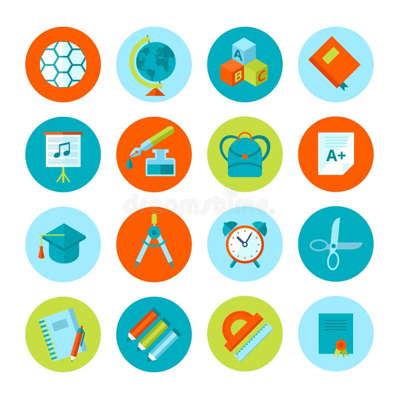 Education Flat Circular Icons 1 Royalty Free Vector Image