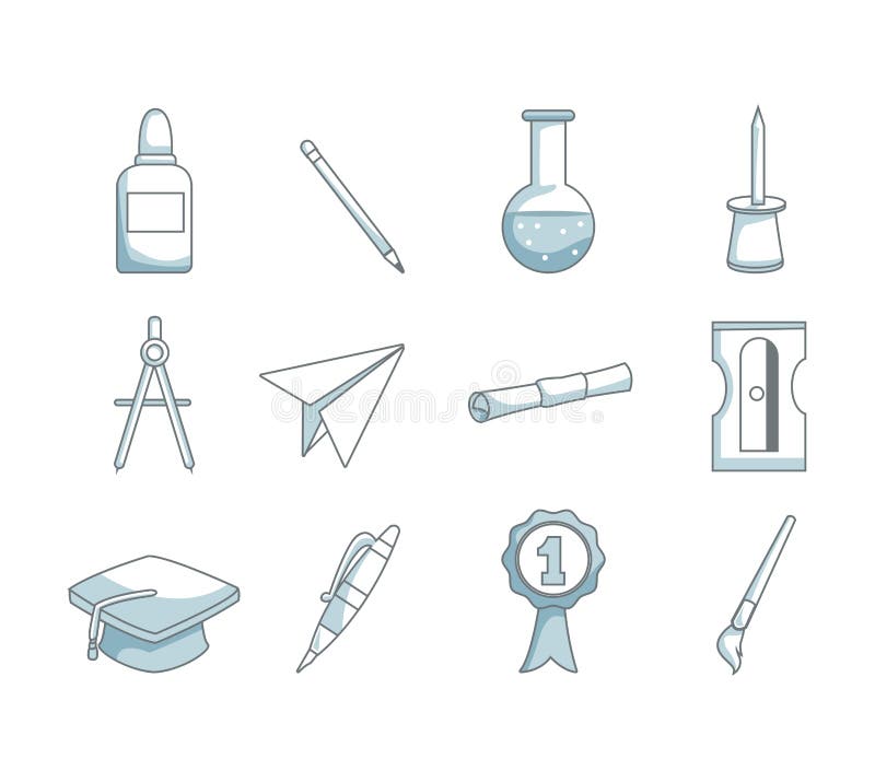 Set of school elements stock vector. Illustration of highschool - 118837688