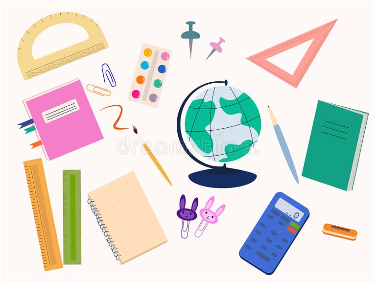 Set of School Exams a Set of Multi-colored Items for Studying at School ...