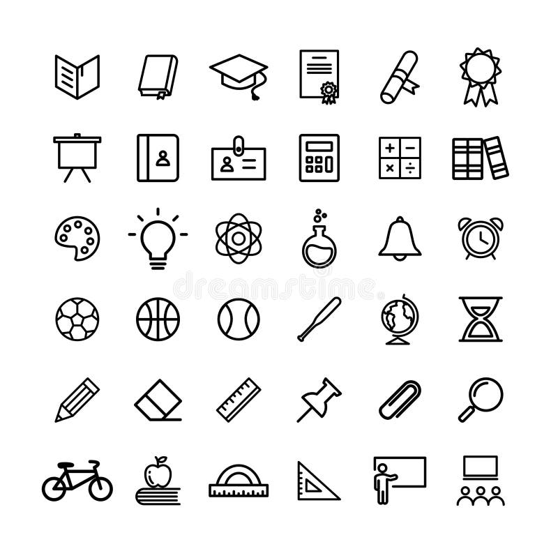 Set of School Icon. Education Icons Pack Stock Vector - Illustration of ...