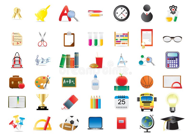 Set of school icons stock illustration. Illustration of back - 15680071