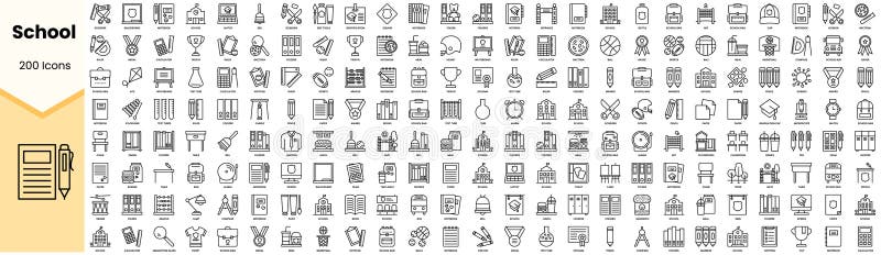 Set of School Icons. Simple Line Art Style Icons Pack Stock Vector ...