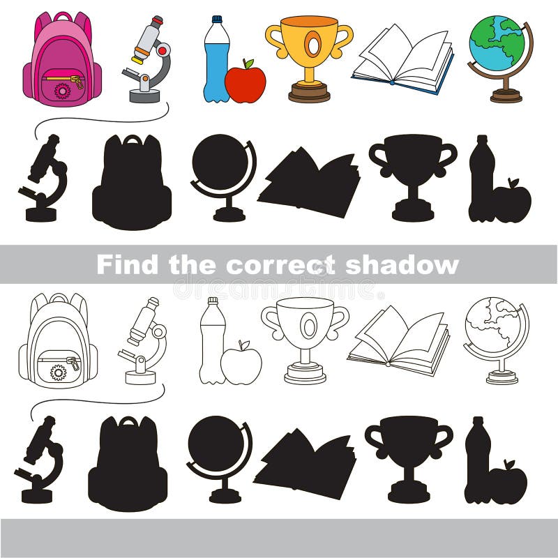 Set of School Janitor with Different Shadows. Find Correct Shadow ...