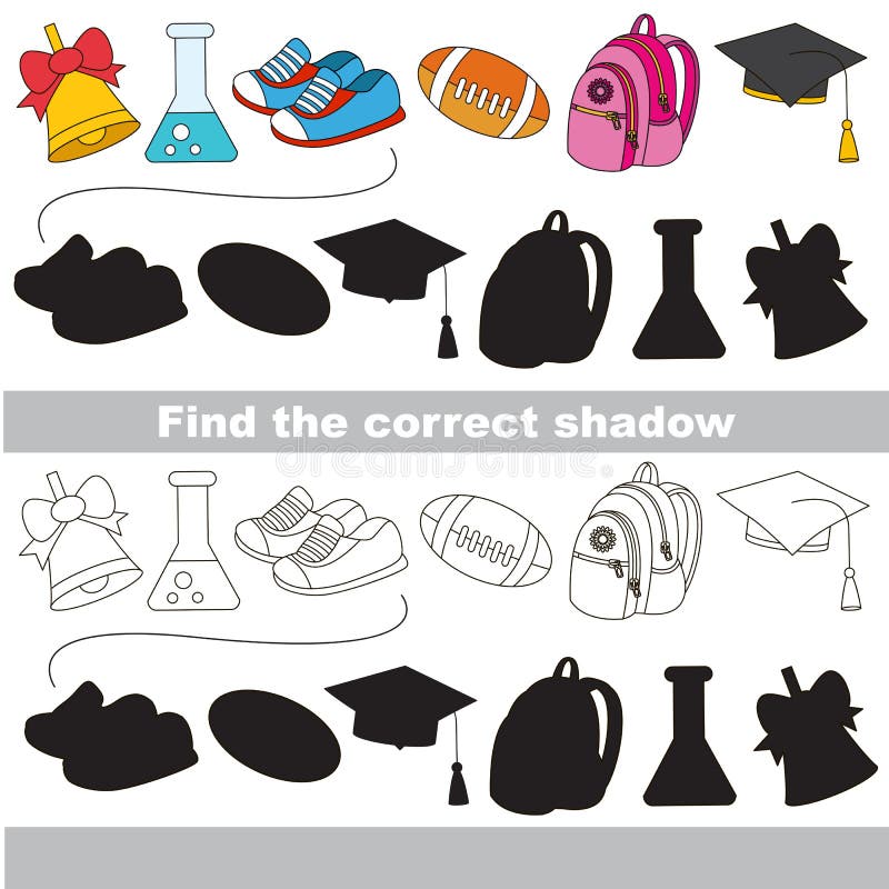 Set of School Janitor with Different Shadows. Find Correct Shadow ...