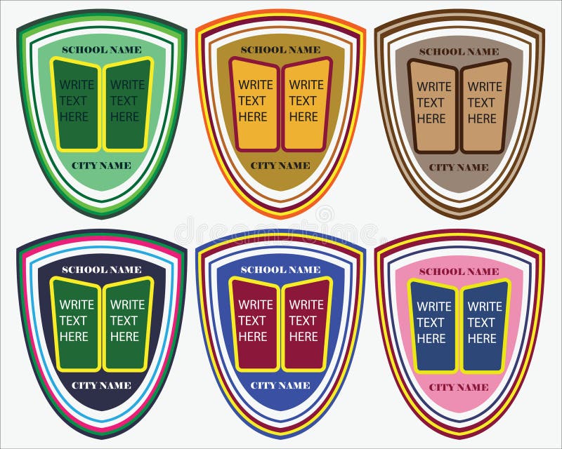 Set of School Monogram in Different Colors and Text. Stock Illustration ...