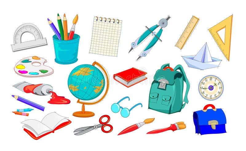 Set of School Objects. Back To School. Educational Tools Elements ...