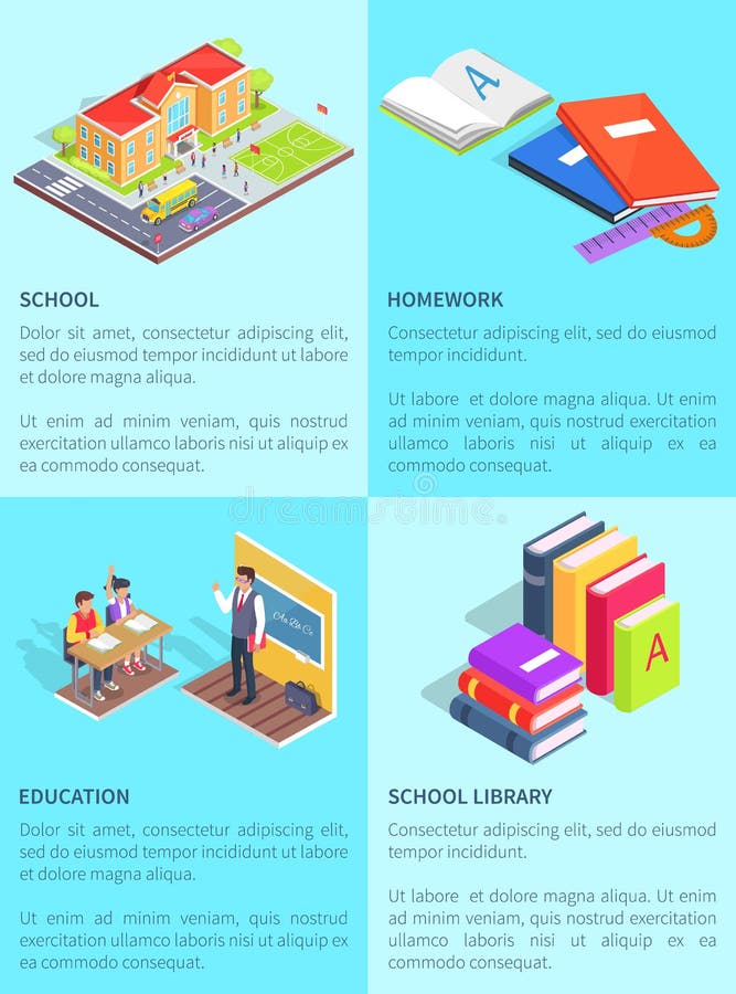 Set of School-Related Posters with Inscriptions Stock Vector ...