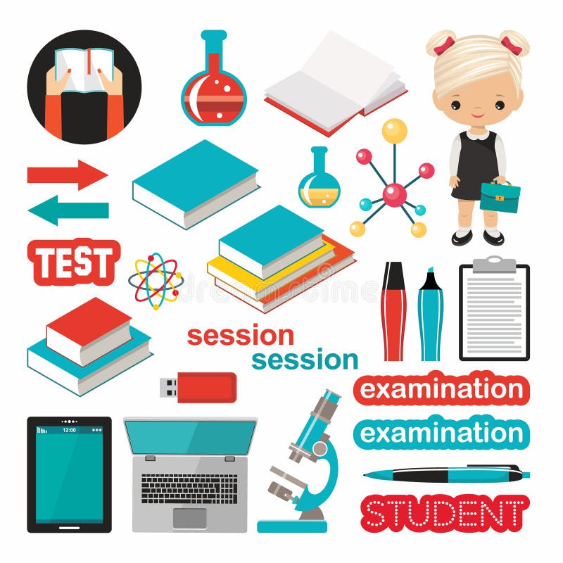Set of School Subject. Study, Students Stock Vector - Illustration of ...