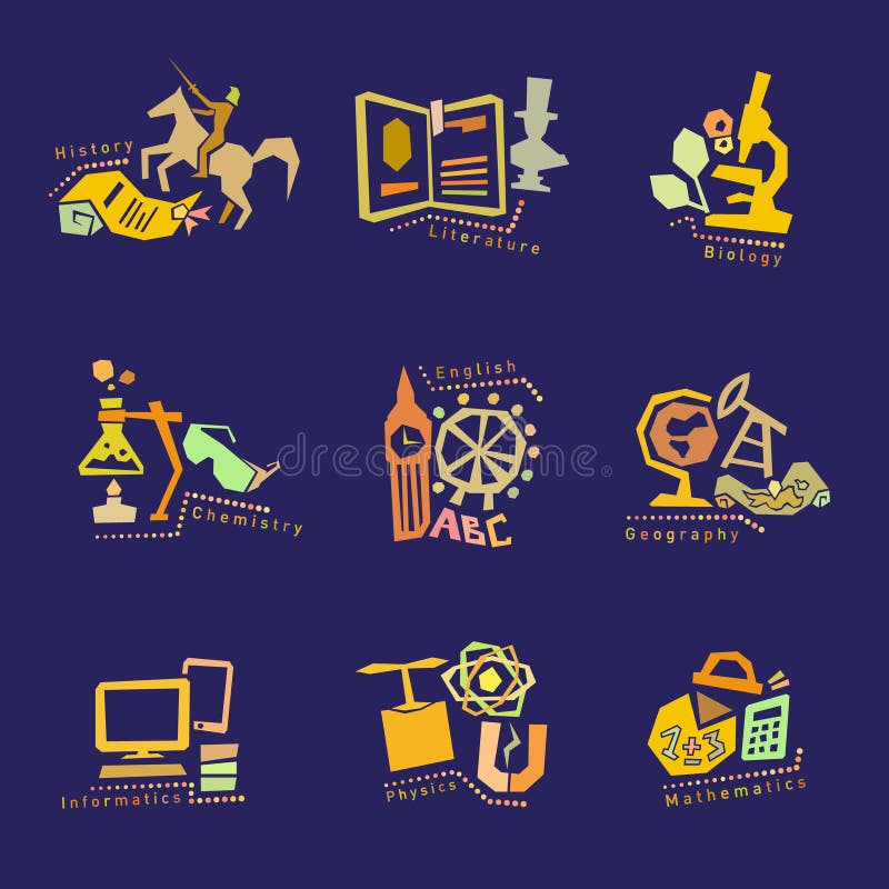 Set with School Subjects Icons for Design. Vector Stock Vector ...
