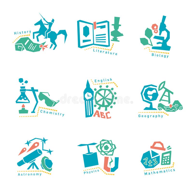Set with School Subjects Icons for Design. Vector Stock Vector ...