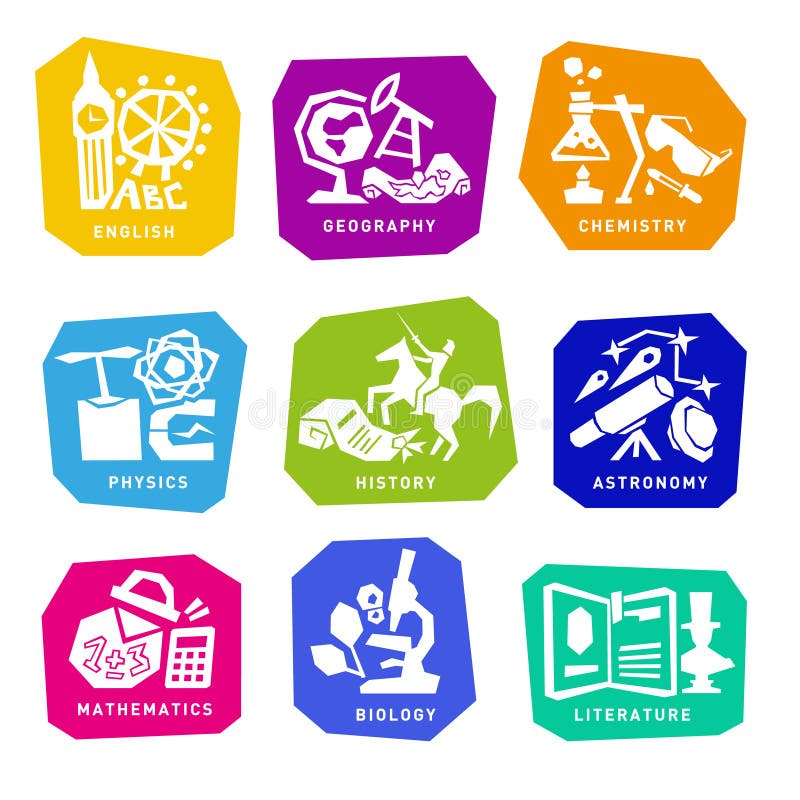 Opened Book with Modern Flat Education Icons Set Stock Vector ...