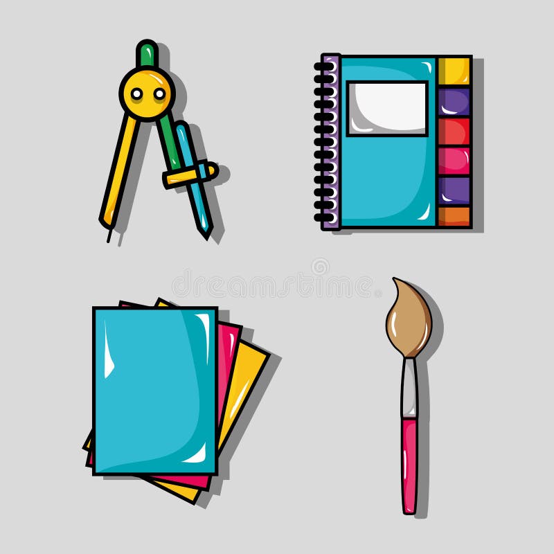 Set School Tools Design To Study and Learn Stock Vector - Illustration ...