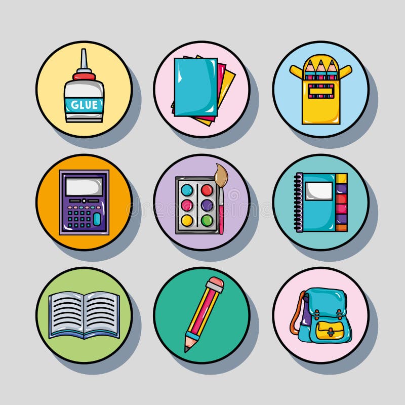 Set School Tools Design To Study and Learn Stock Vector - Illustration ...