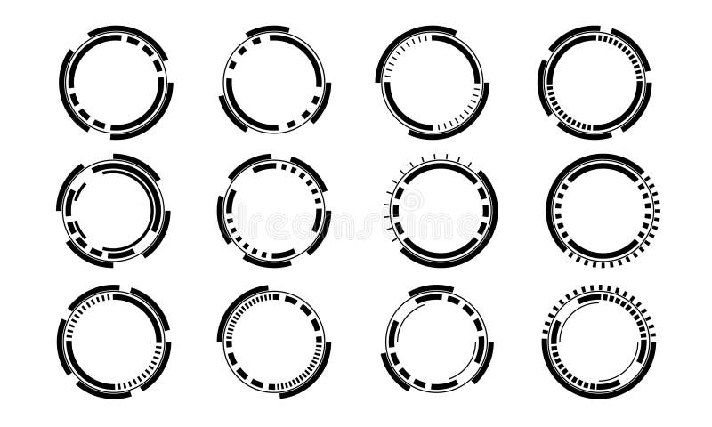 Set of Sci Fi Black Circle User Interface Elements Technology ...
