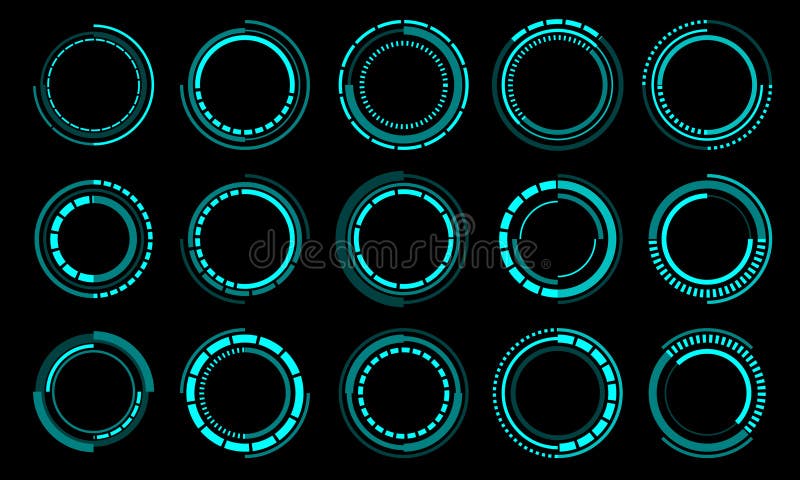 Set of Sci Fi Blue Circle User Interface Elements Technology Futuristic ...